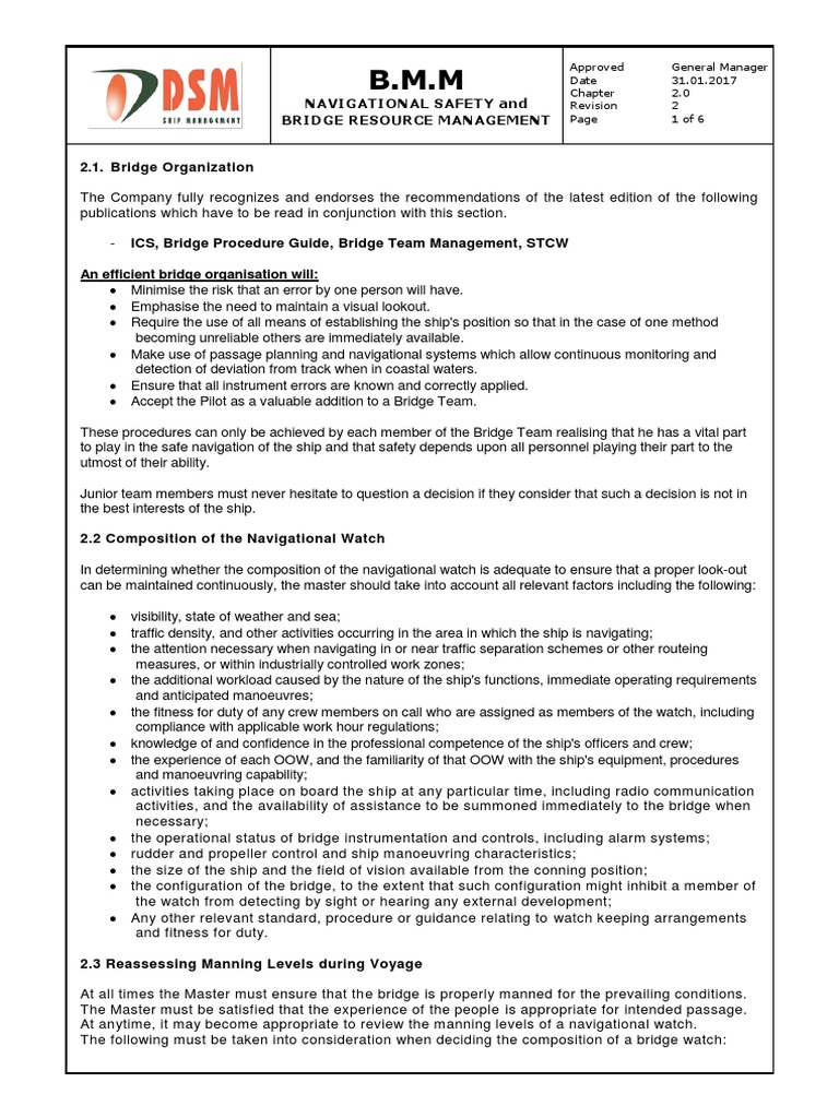 2.0 Navigational Safety and Bridge Resource Management | PDF ...