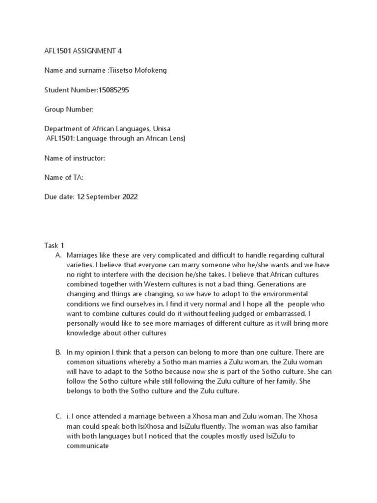 Assignment 4 Afl | PDF | Wedding | Plagiarism