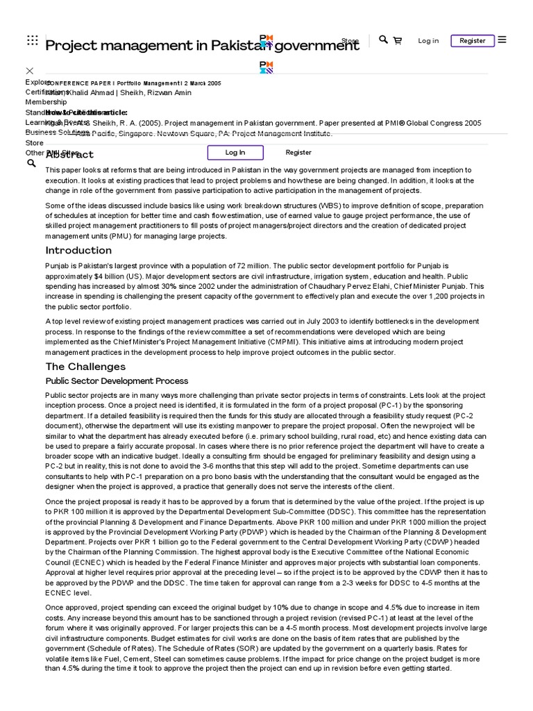 Project Management in Pakistan Government | PDF | Project Management ...