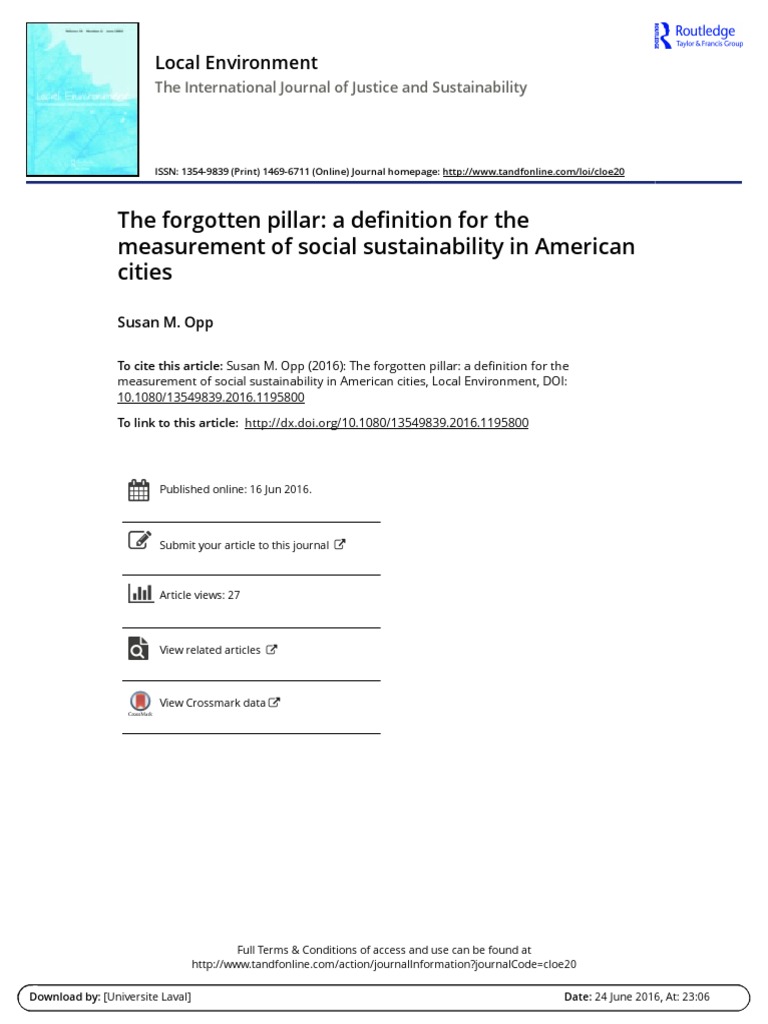 The Forgotten Pillar A Definition For The Measurement of Social ...