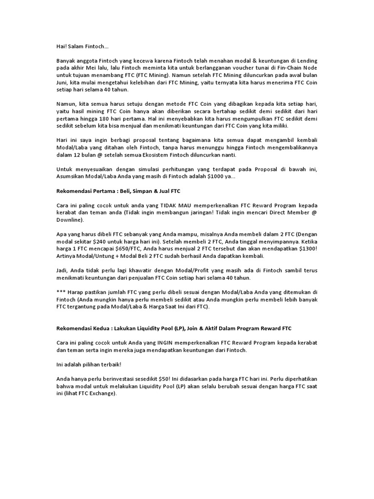 Proposal Balik Modal Pantas Fintoch - Indonesia | PDF | Bisnis ...