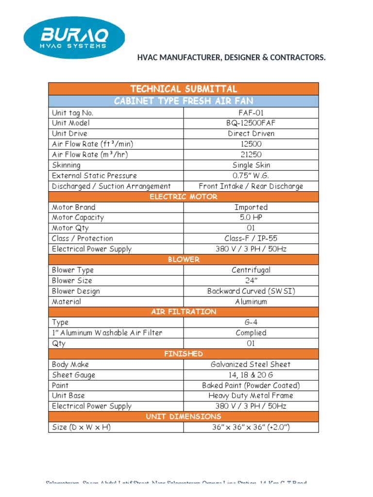 HVAC Technical Submittal Guide | PDF