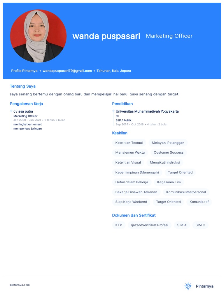 CV Wanda Puspasari | PDF | Karier & Perkembangan