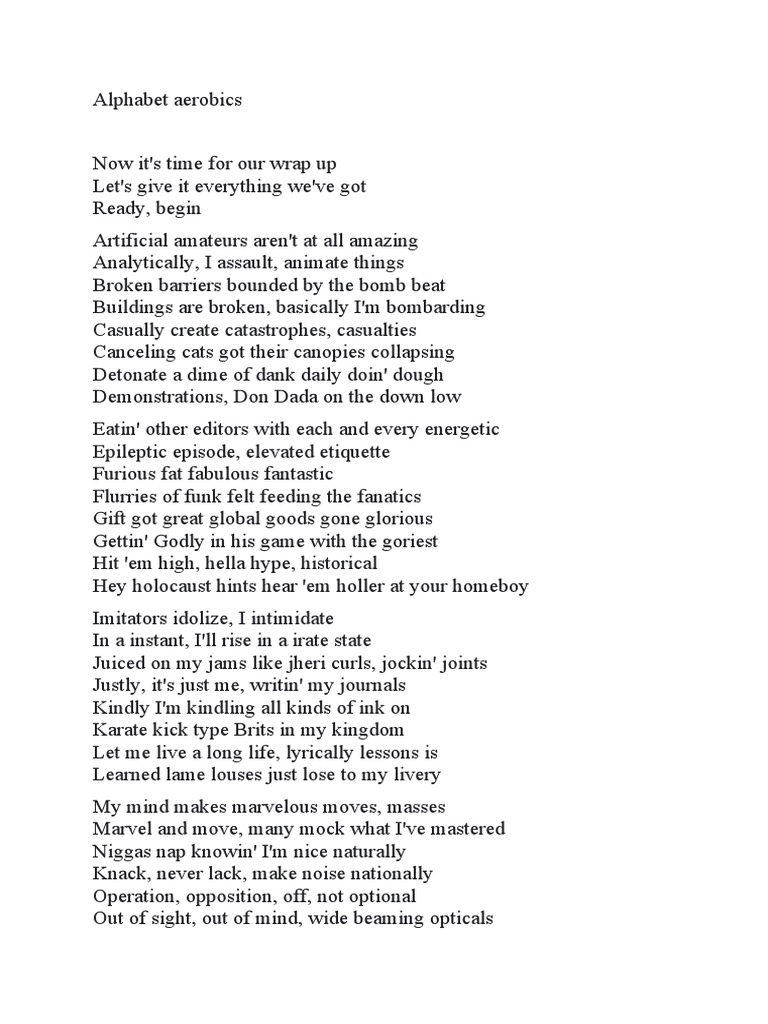 Alphabet Aerobics | PDF
