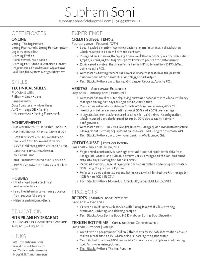 Subham Soni Cv Pdf Amazon Web Services Python Programming Language