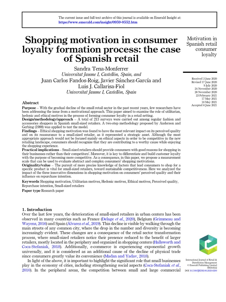Shopping Motivation and Loyalty in Retail | PDF | Attitude (Psychology ...