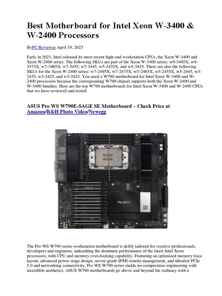 Best Motherboard For Intel Xeon W | PDF | Server (Computing) | Computing