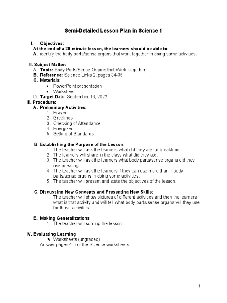 Science 2 Body Parts-Sense Organs that Work Together | PDF