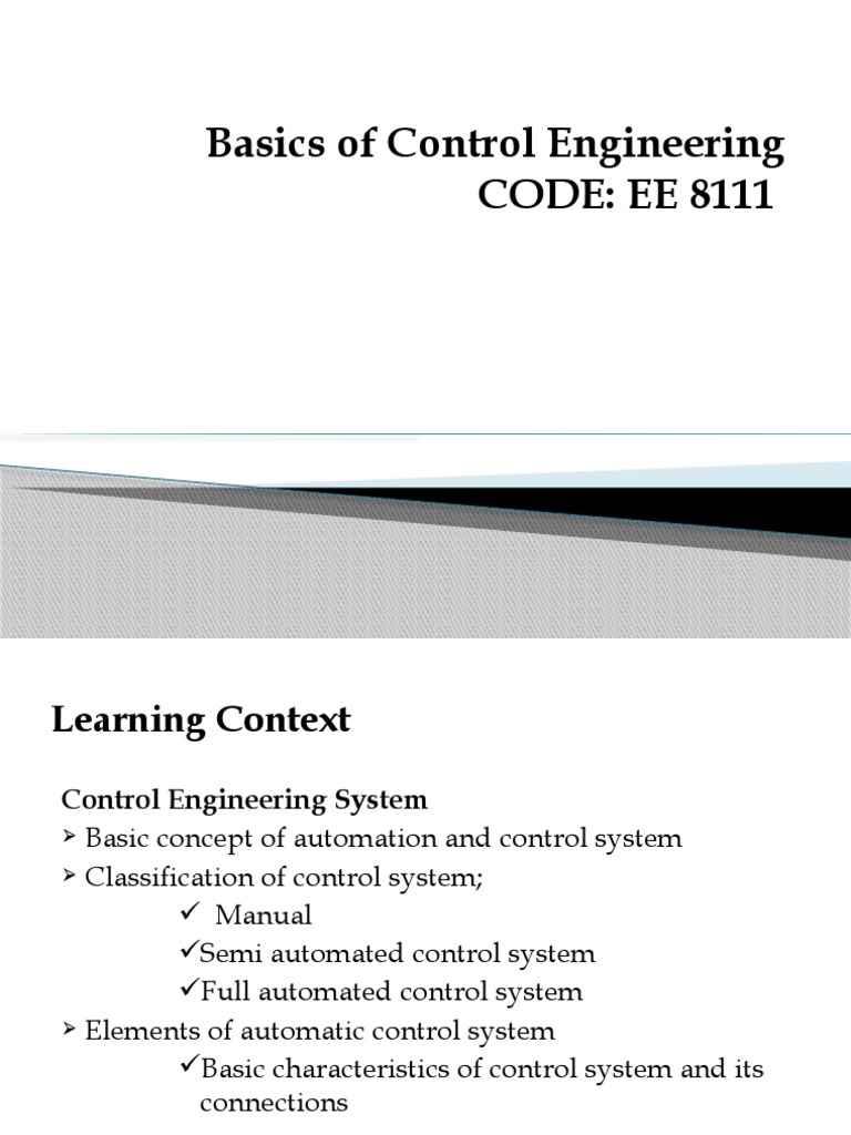 Basics of Control Eng 1 | PDF | Control Theory | Automation