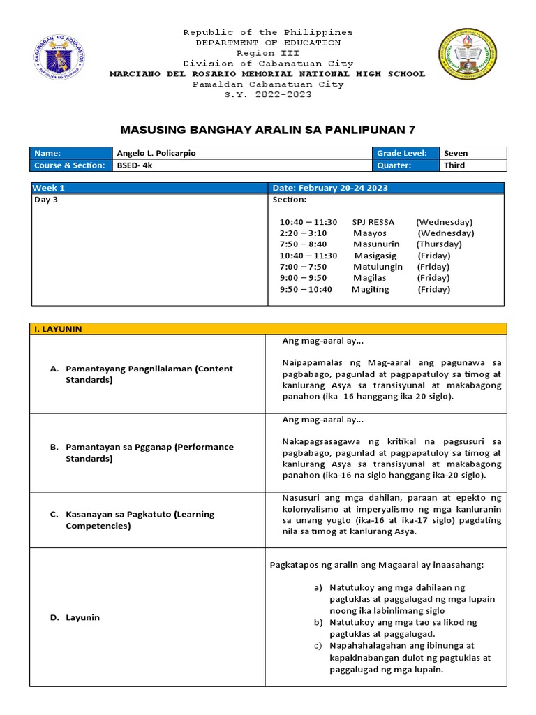 Pagtuklas at Paggalugad DLP | PDF