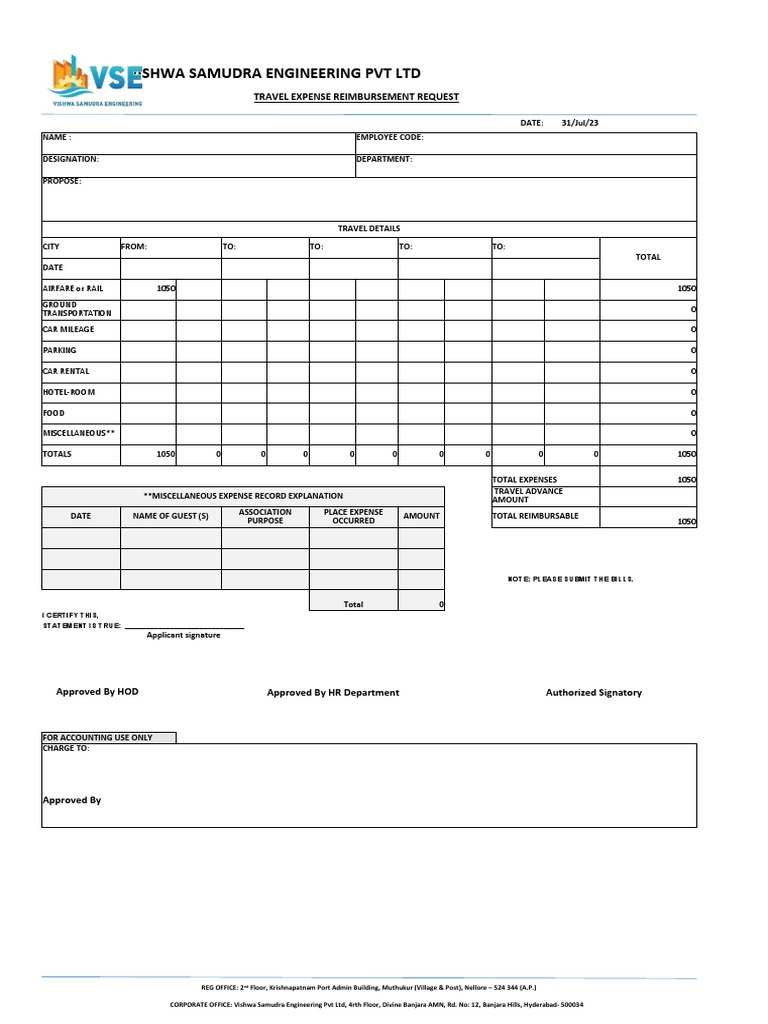 Staff Imprest Settlement Form Natasha S | PDF | Transport