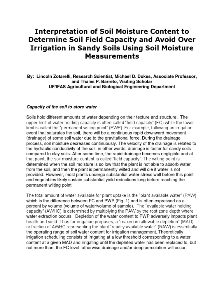 Soil Moisture Management in Sandy Soils | PDF | Soil | Irrigation