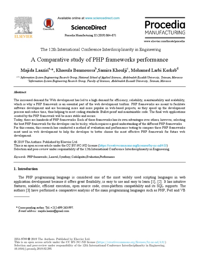 A Comparative Study of PHP Frameworks Performance | PDF | Php | Software Framework
