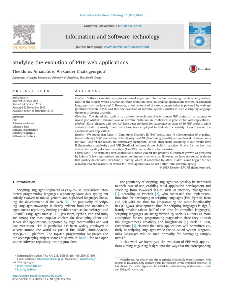 Studying The Evolution of PHP Web Application | PDF | Php | Regression ... Studying The Evolution of PHP Web Application | PDF | Php | Regression ...