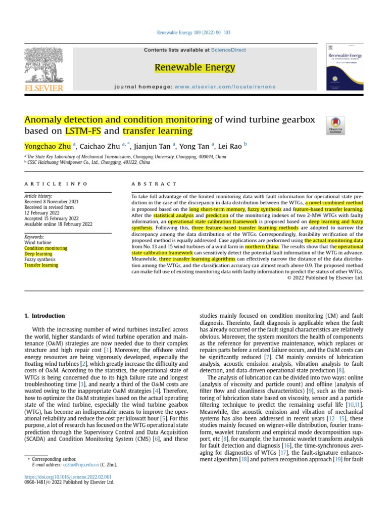 Anomaly Detection And Condition Monitoring Of Wind Turbine Gearbox