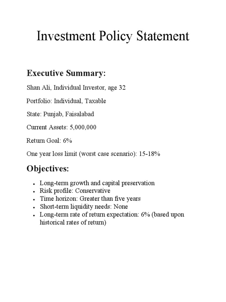 Investment Policy Statement PDF