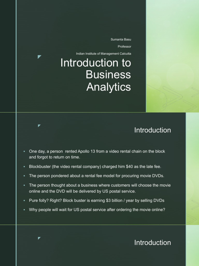 Introduction Business Analytics Pdf Analytics Forecasting