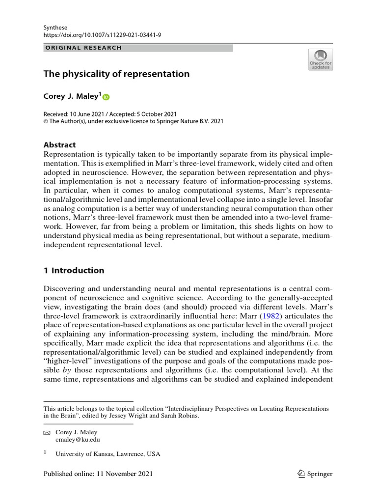The Physicality of Representation | PDF | Mathematics The Physicality of Representation | PDF | Mathematics