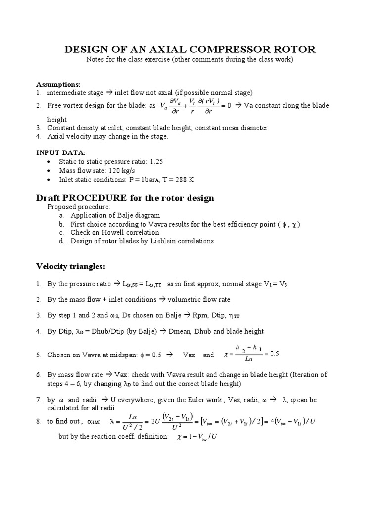 EX On Axial Compressors Design | PDF | Mechanical Engineering | Applied ...