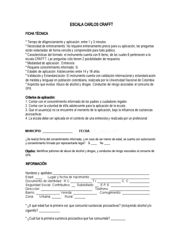 Escala Crafft | PDF | Drogas | Drogas Psicoactivas