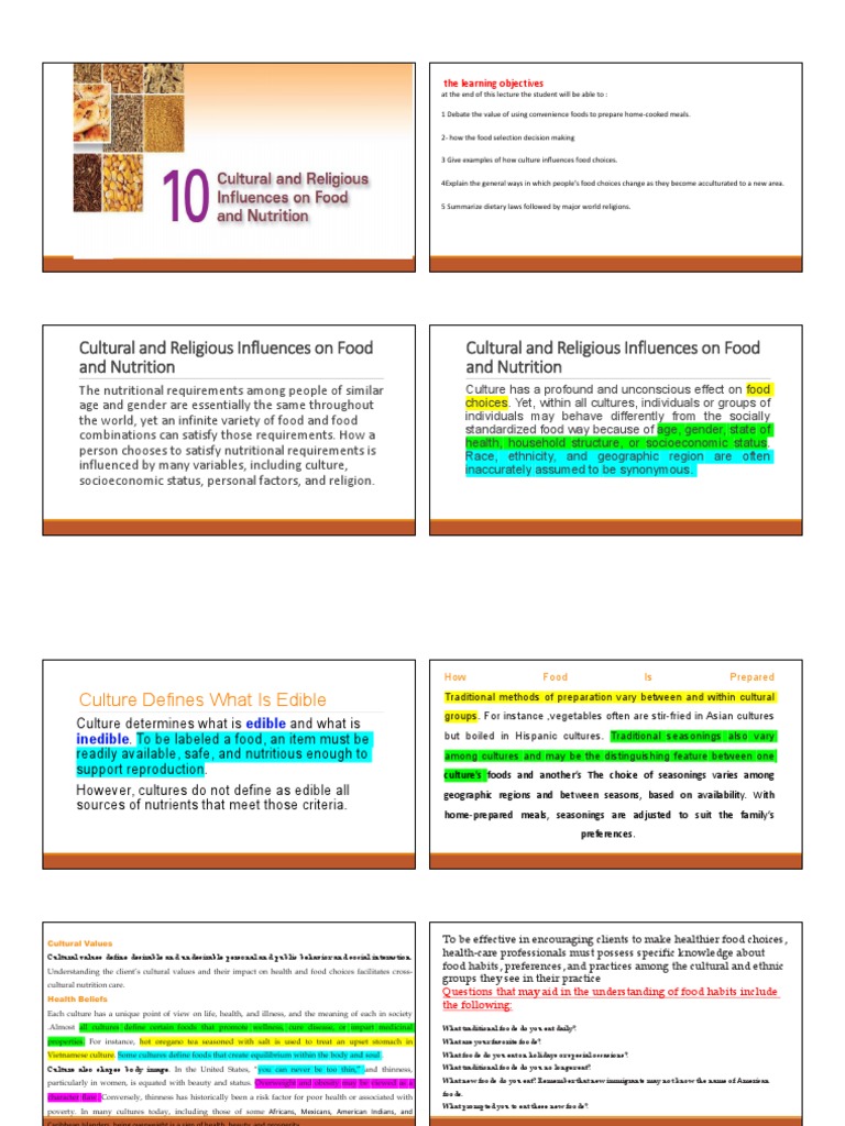 Lec 6 Cultural and Religious Influences on Food and Nutrition (1) | PDF ...