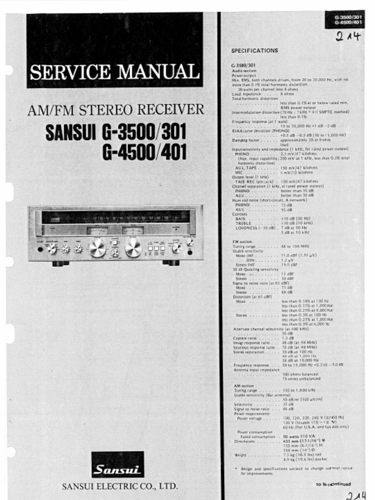 Sansui g301 g401 g3500 g4500 SM | PDF