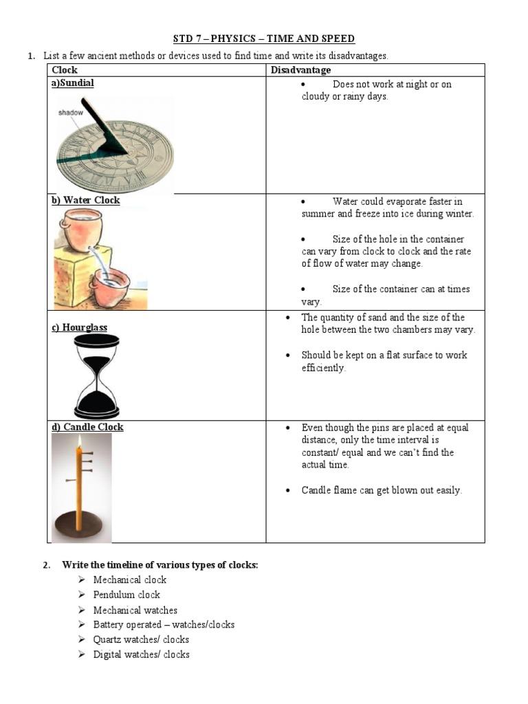 Time and Speed - Part 1 | PDF | Clock | Time