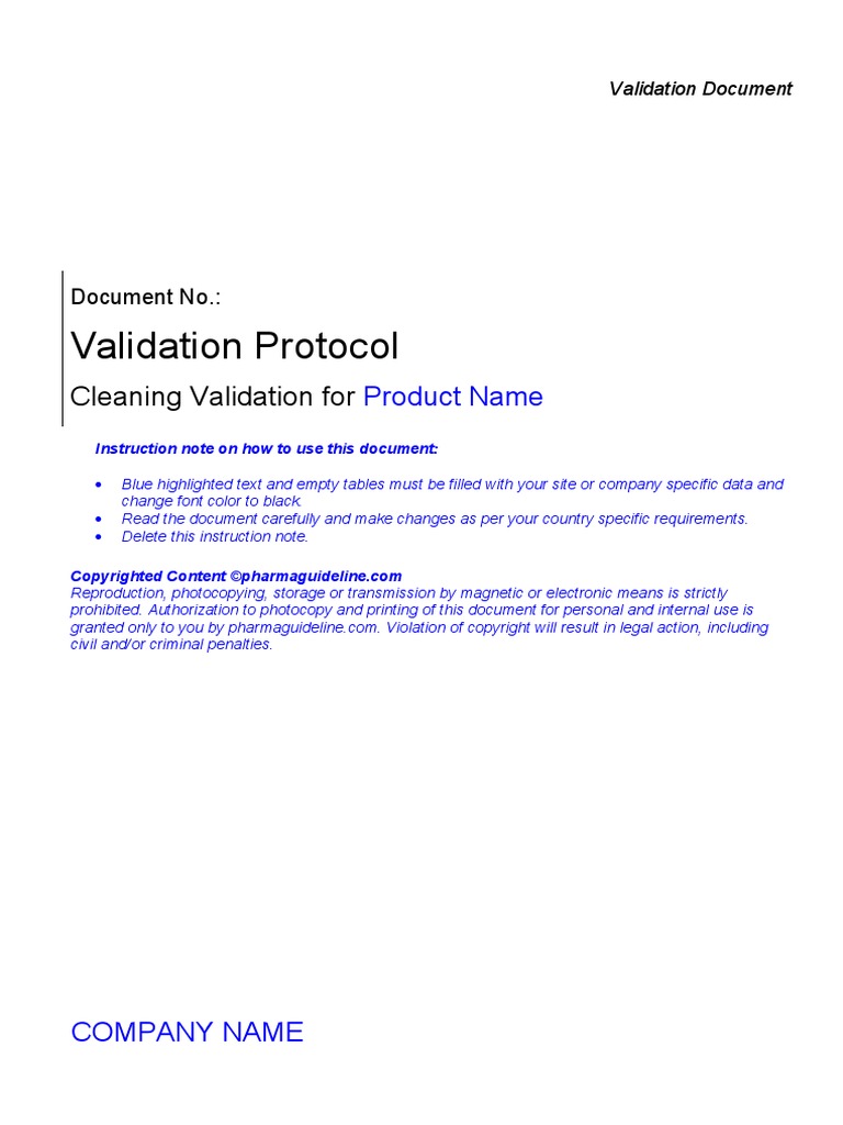 Validation Protocol Sample | Download Free PDF | Water | Dose ...