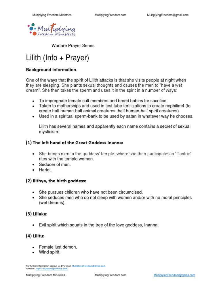 Lilith Info Prayer | PDF | Lilith | Jesus