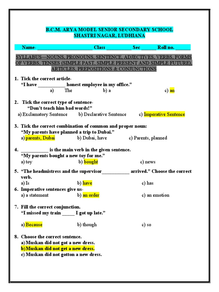 C3 Full Grammar PS Answer Key | PDF