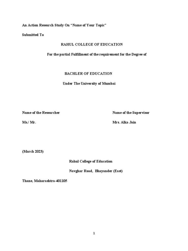 First Five Page Format For Action Research | PDF | Attention | Teaching ...