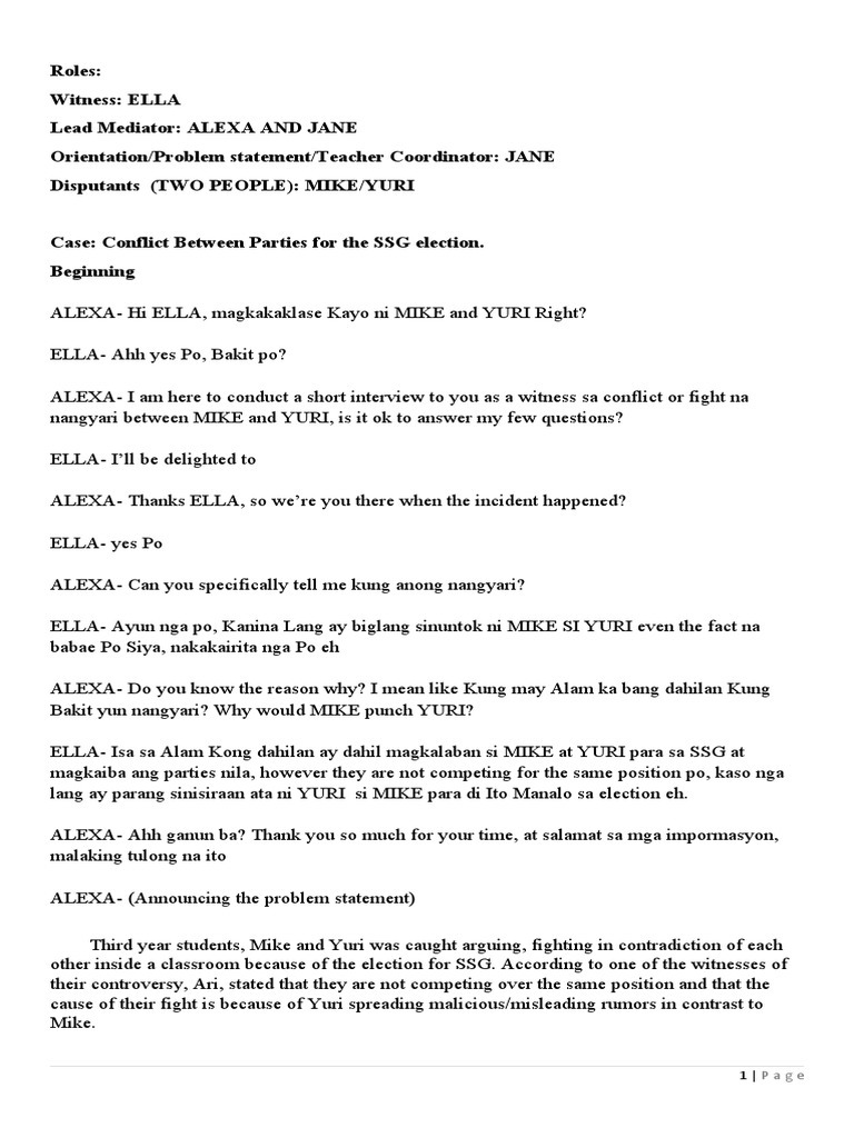 Script For The Role Play | PDF