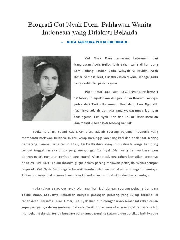 Biografi Cut Nyak Dien, Pahlawan Aceh | PDF