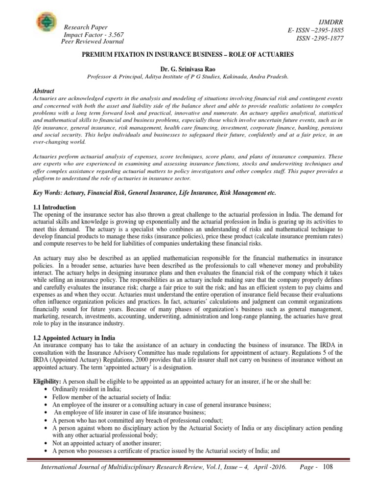 Actuary | PDF | Actuary | Insurance