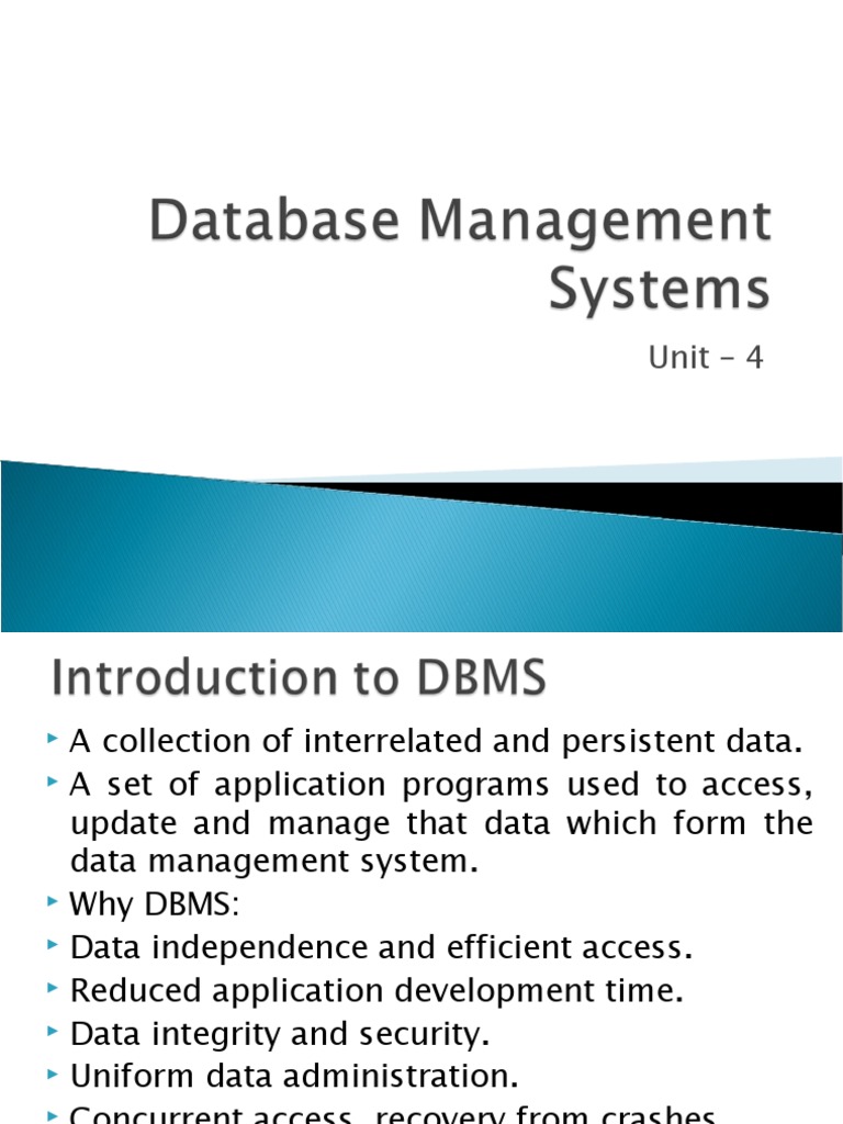 Unit-4 Database Management Systems | PDF | Databases | Relational Database Unit-4 Database Management Systems | PDF | Databases | Relational Database