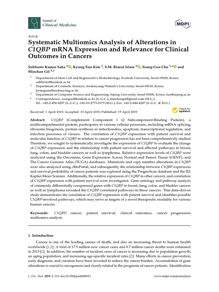 2019 - 2077-0383 - Systematic Multiomics Analysis of Alterations in ... 2019 - 2077-0383 - Systematic Multiomics Analysis of Alterations in ...