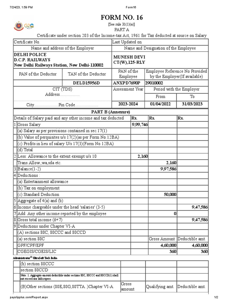 Form16 2022 23 | PDF