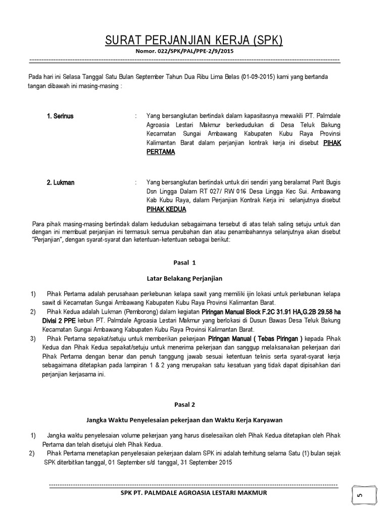 SPK Borongan Piringan Manual | PDF