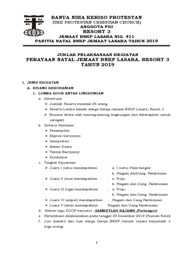 Panitia Natal Bnkp Jemaat Lasara Tahun 2015 Pdf Olahraga And Rekreasi Seni