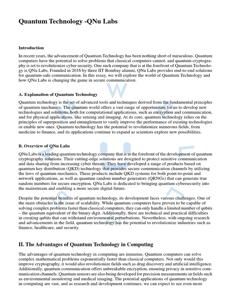 Quantum Technology - QNu Labs | PDF | Quantum Computing | Cryptography