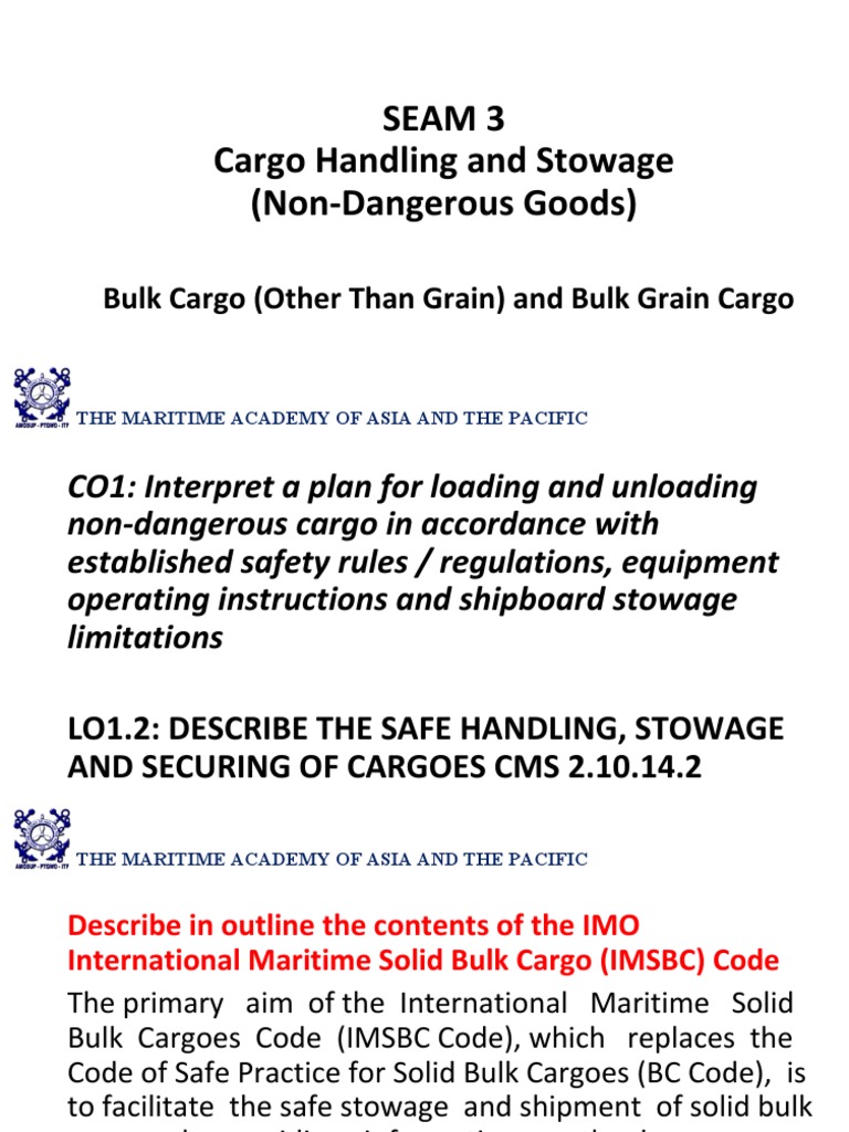 IMSBC Code: Safe Bulk Cargo Handling | PDF
