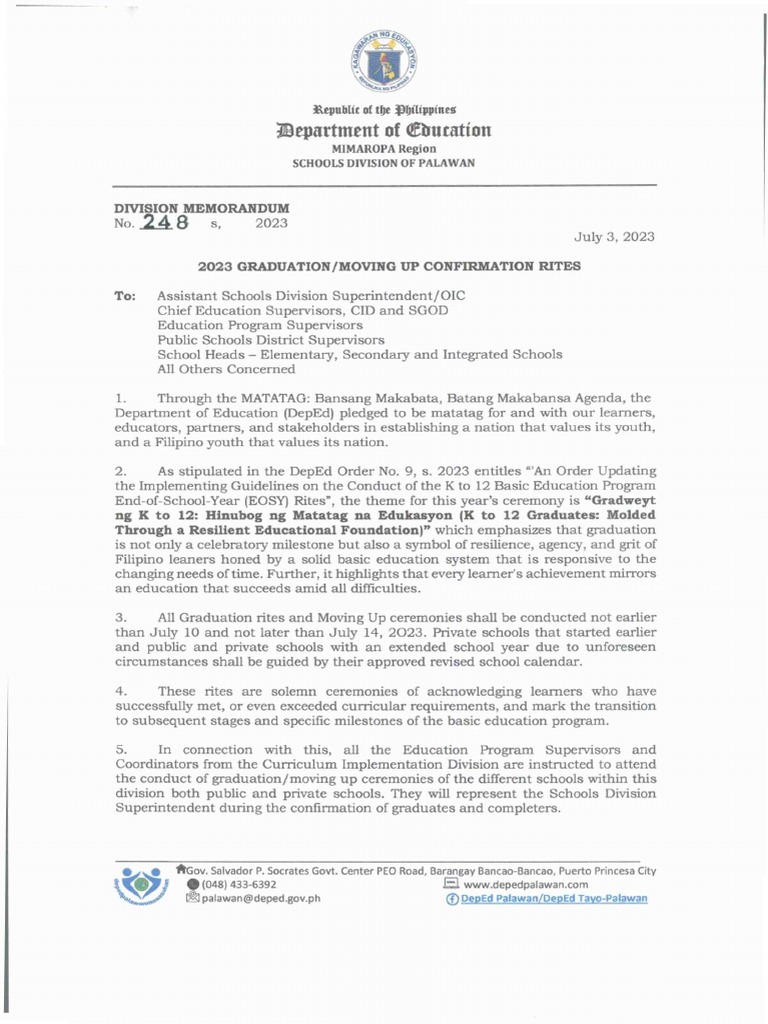 Division Memorandum No 248 S 2023 | PDF