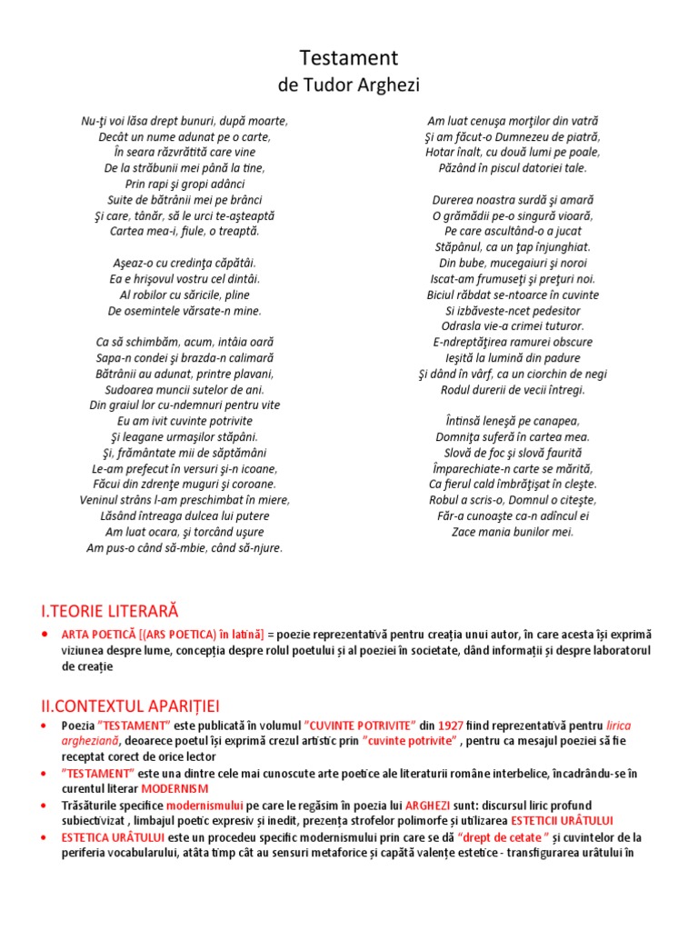 5.TUDOR-ARGHEZI-TESTAMENT | PDF