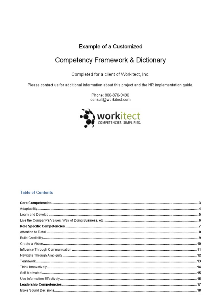 Custom Competency Framework Dictionary | PDF