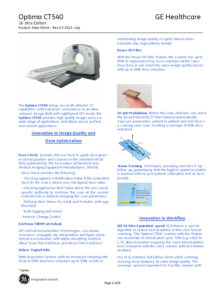 GE Optima CT540 Datasheet 042013 | PDF