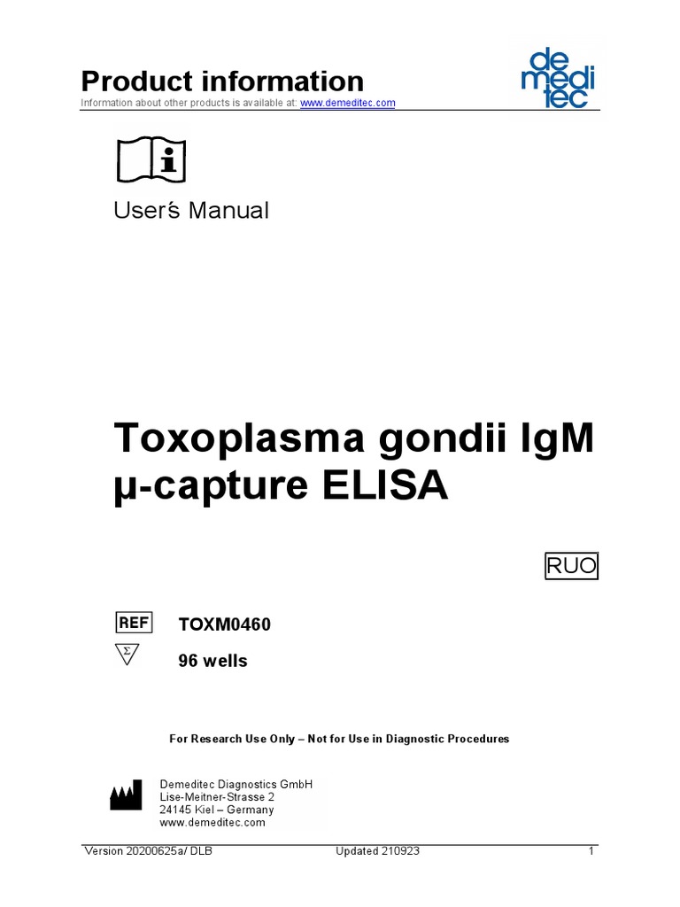 IFU TOXM0460 Toxoplasma Gondii IgM - Capture ELISA RUO 210923 e | PDF ...
