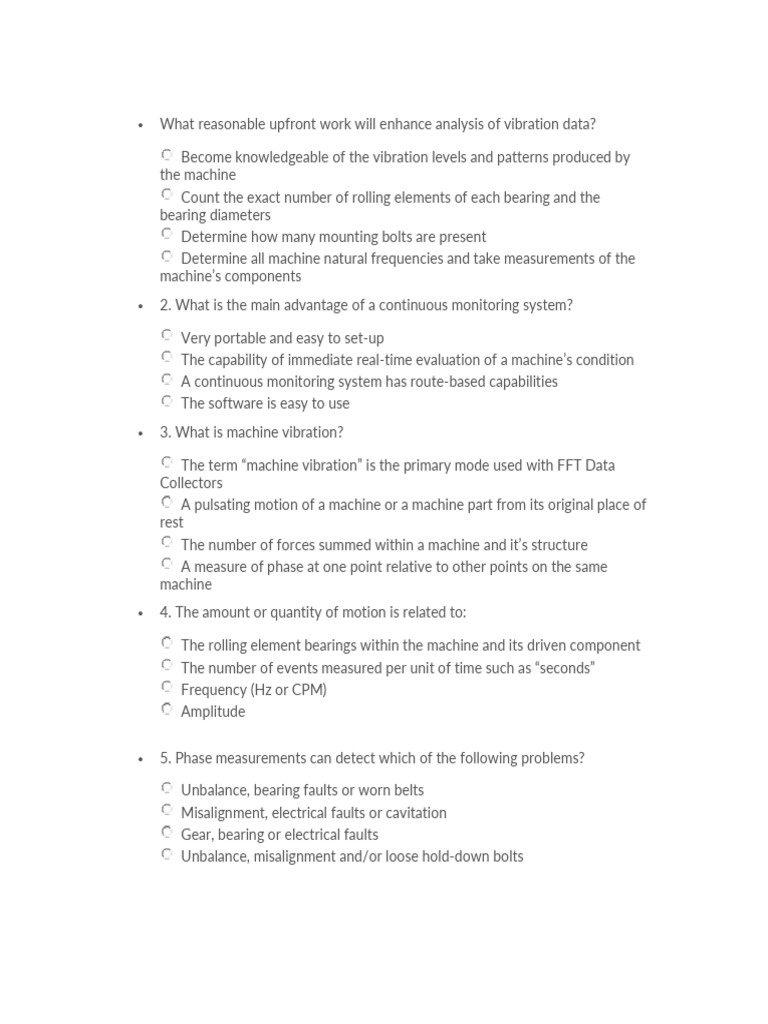 Vibration Training Questions | PDF | Electric Motor | Frequency