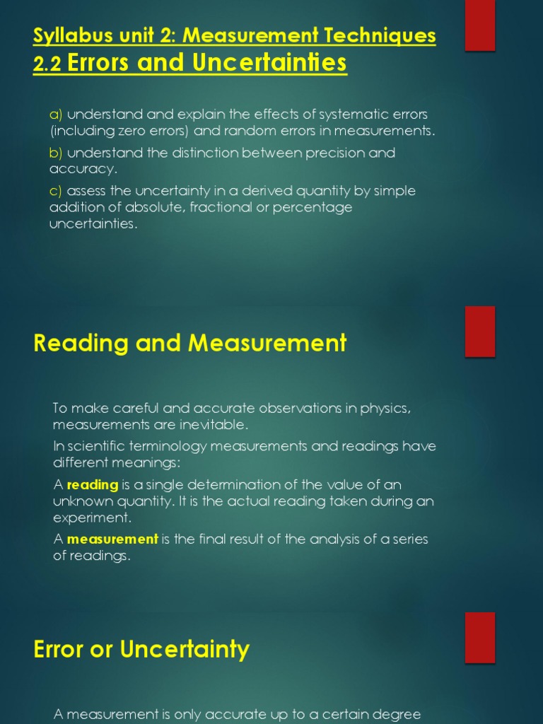 Errors and Uncertainy | PDF | Observational Error | Accuracy And Precision