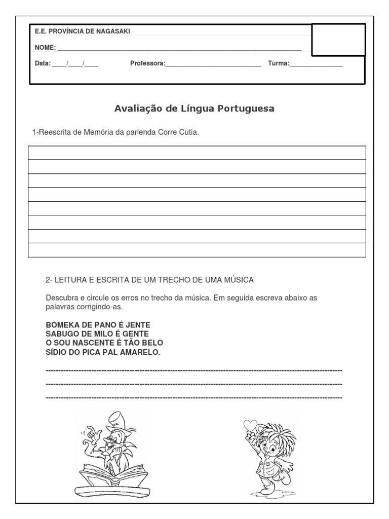 Avaliação de Portugues 3 Ano | PDF