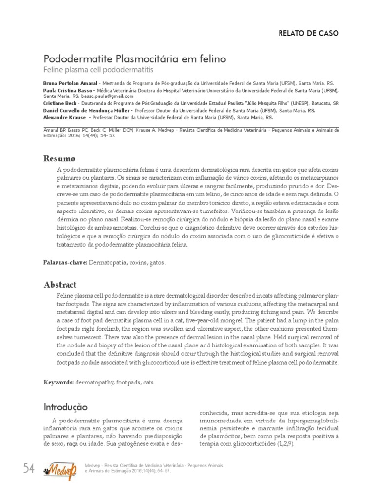 Pododermatite Plasmocitária em Felino | PDF
